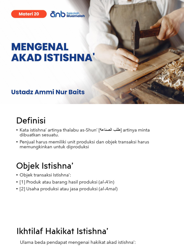 Hukum dan Rukun Akad Istishna’ dalam Islam | PDF