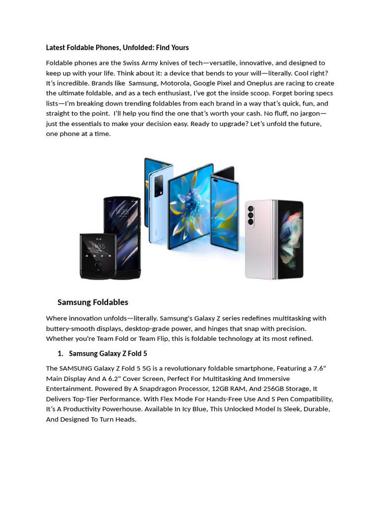 Best Foldable Phones of 2023 | PDF | Mobile Computers | Mobile Phones