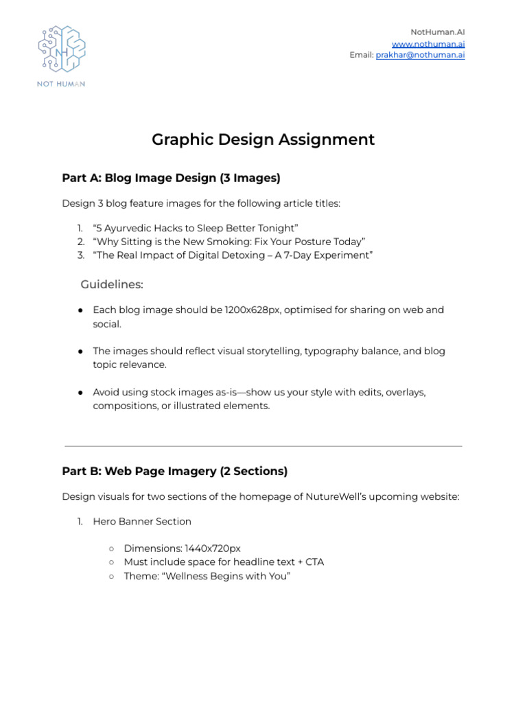 Graphic Design Assignment for NotHuman.AI | PDF