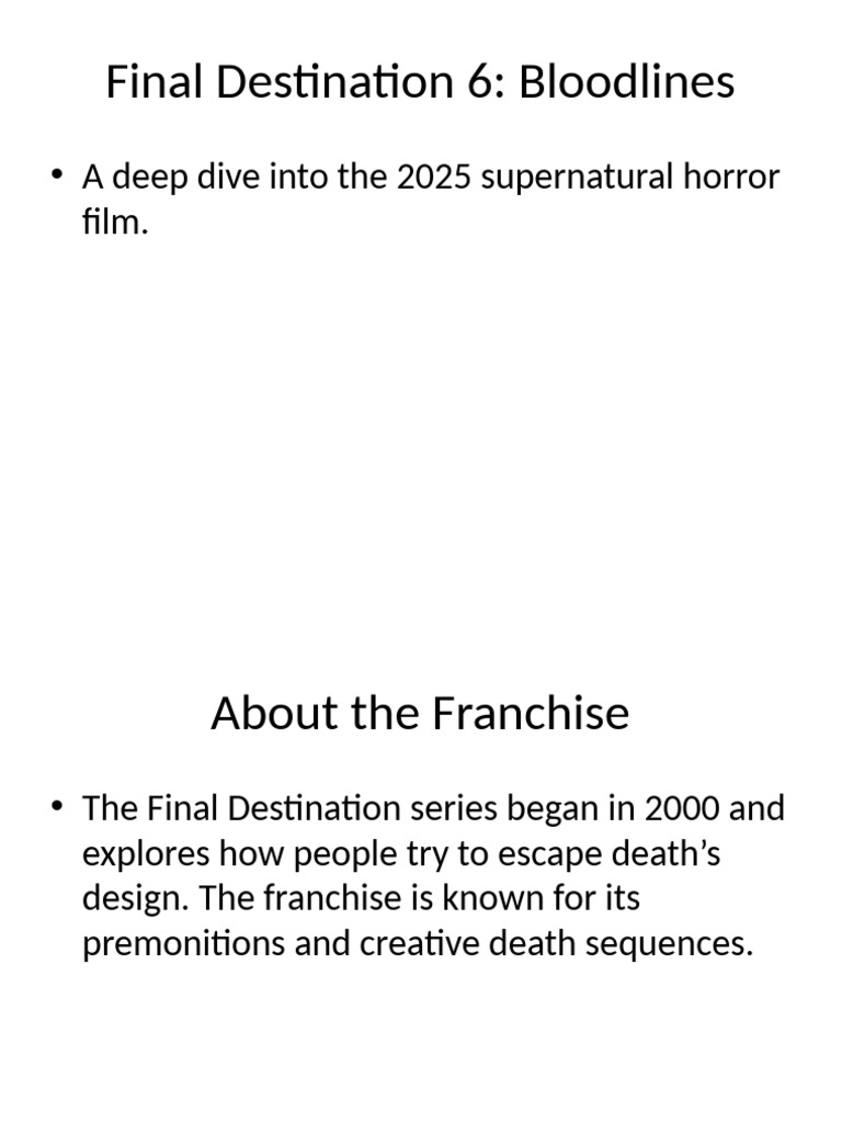 Final Destination 6: Bloodlines Overview | PDF