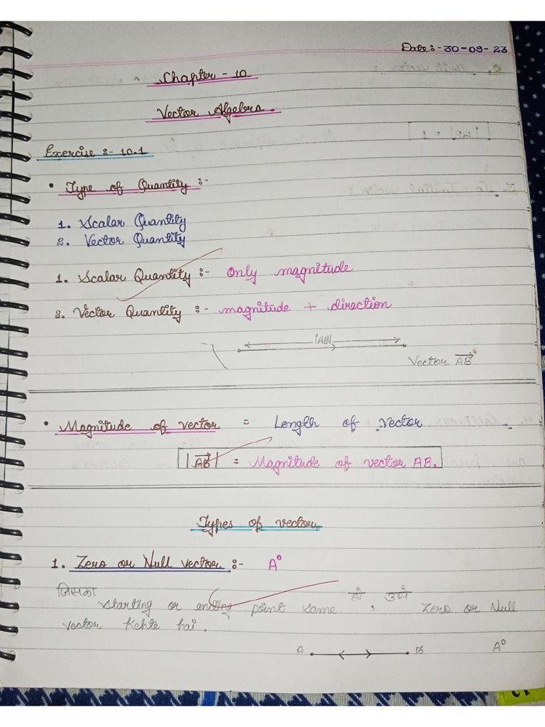 Vector Algebra Ch 10 | PDF