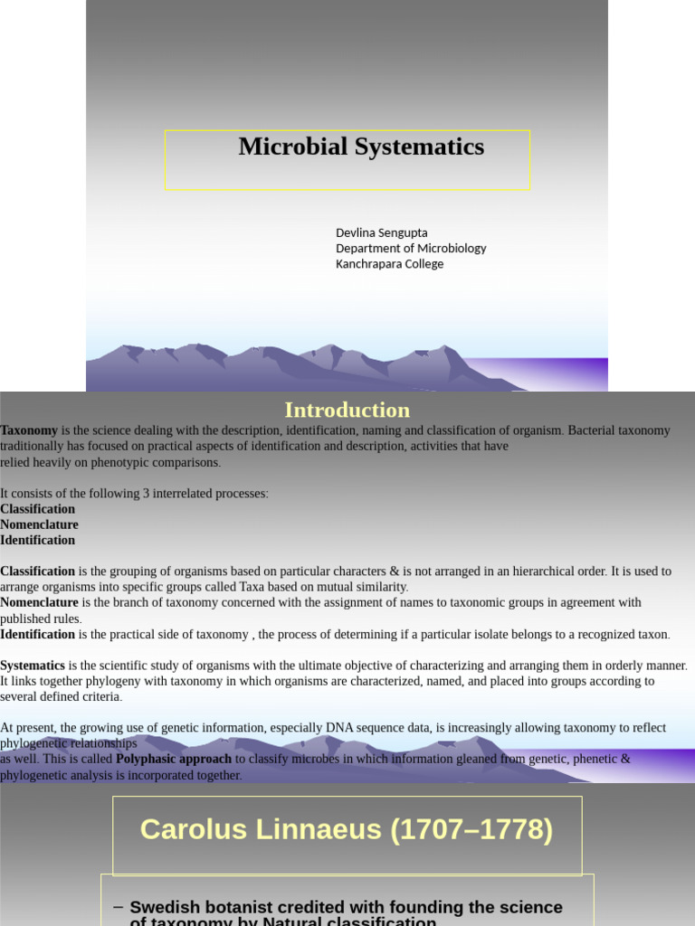 Microbial Taxonomy and Systematics Guide | PDF | Taxonomy (Biology ...
