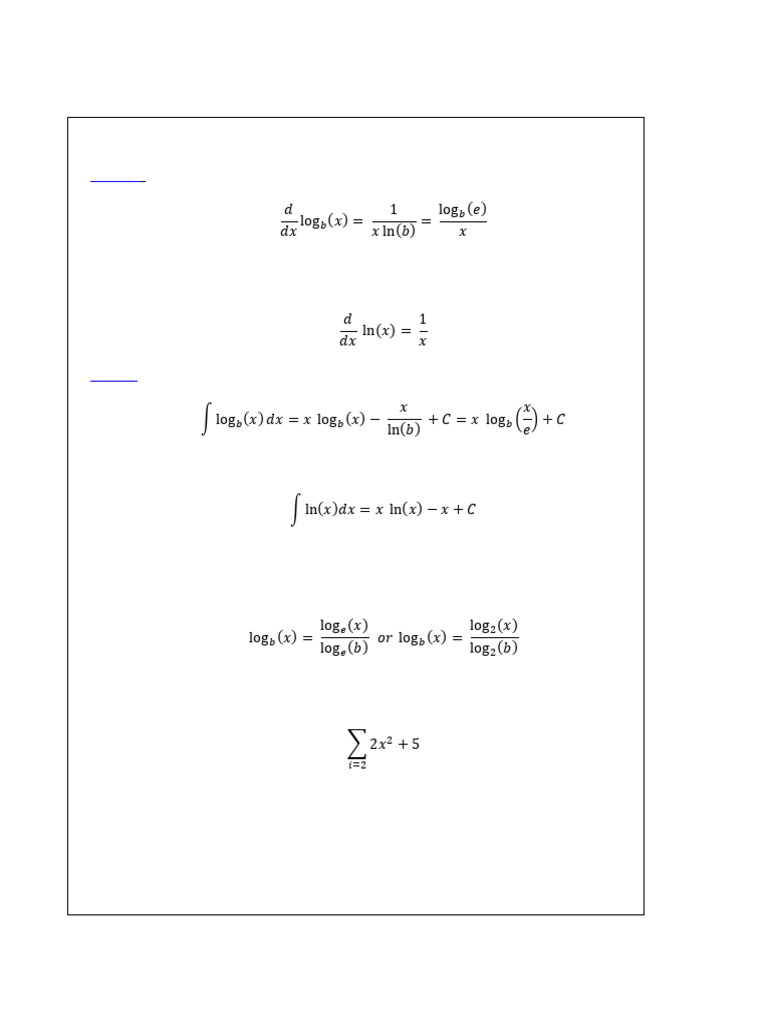 Turunan dan Integral Logaritma dalam Kalkulus | PDF