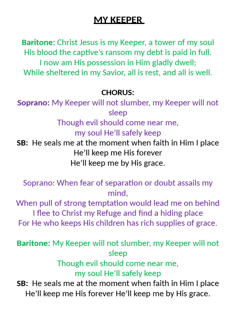 Christ Jesus: My Eternal Keeper | PDF