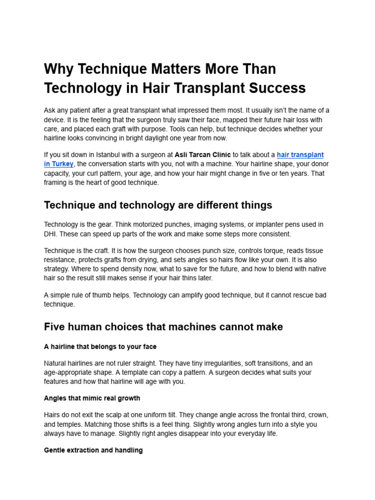 Technique vs. Technology in Hair Transplants | PDF