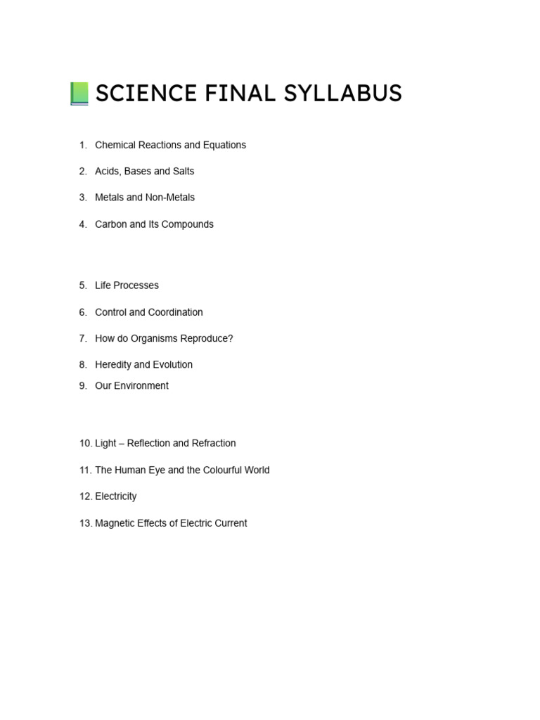 Science Final Syllabus Overview | PDF