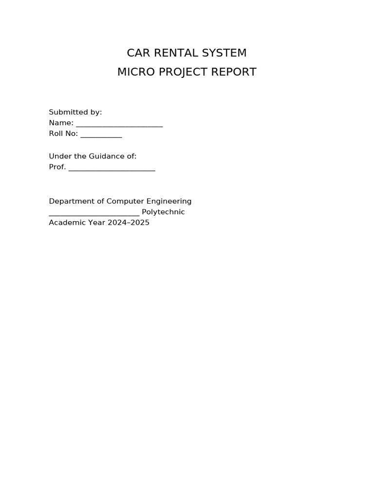 Car Rental System Project Report | PDF | Computer Programming | Computer Program