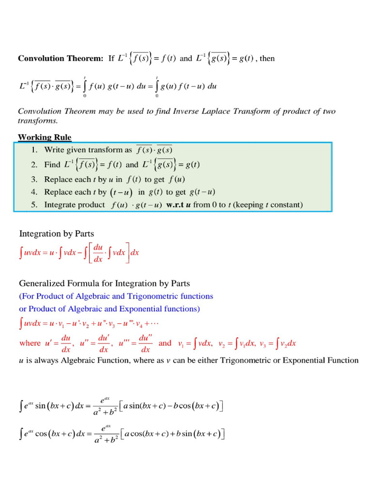 Lecture 4 and 5 - ILT Using Convolution Theorem | PDF
