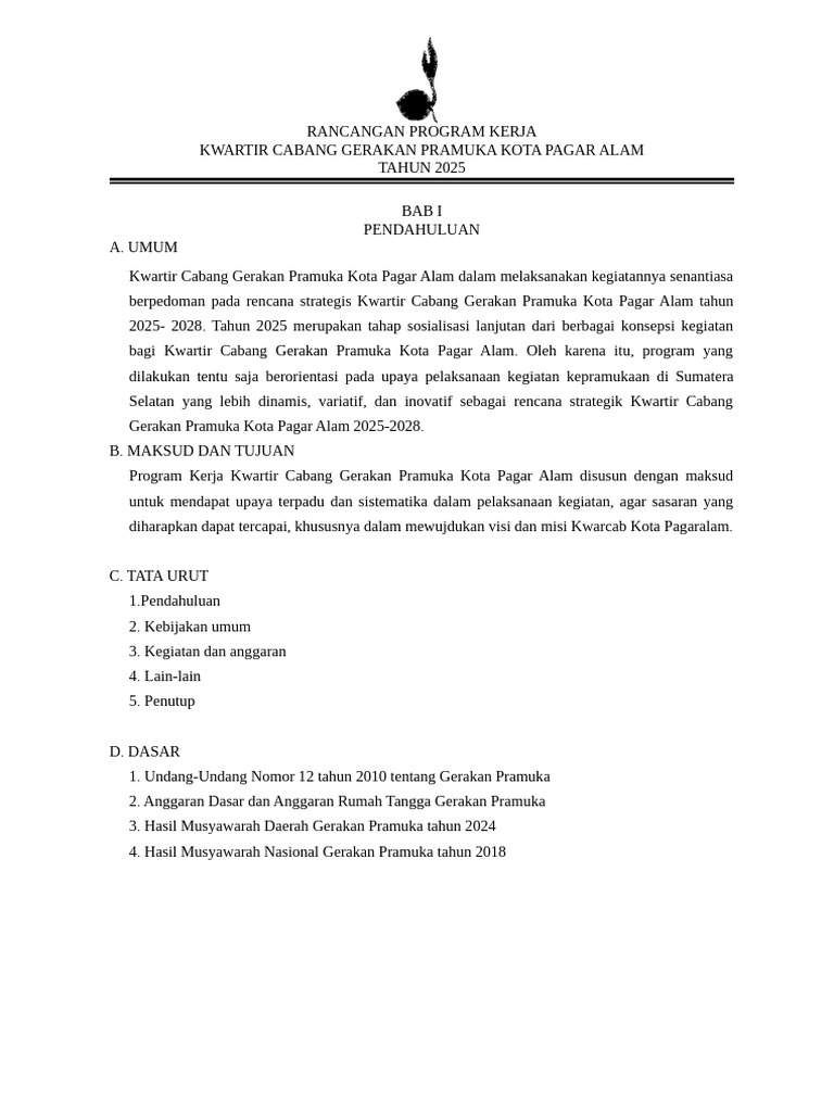 Program Kerja Pramuka Pagar Alam 2025 | PDF
