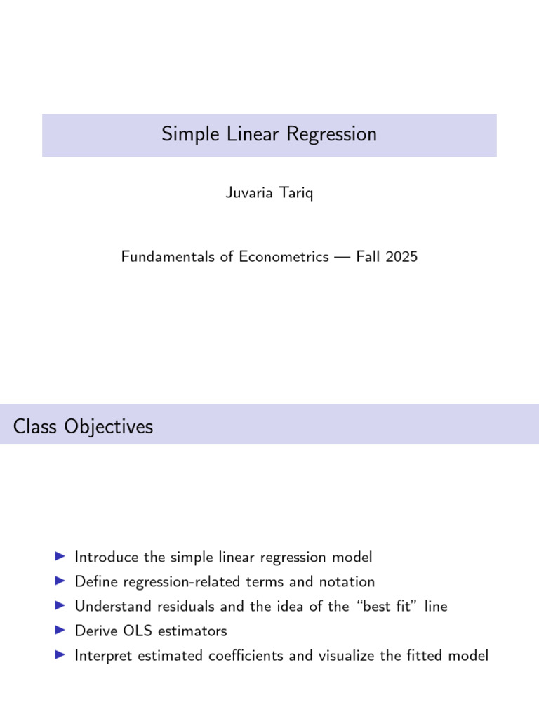 Lesson 2 Simple Linear Regression | PDF | Errors And Residuals | Linear Regression