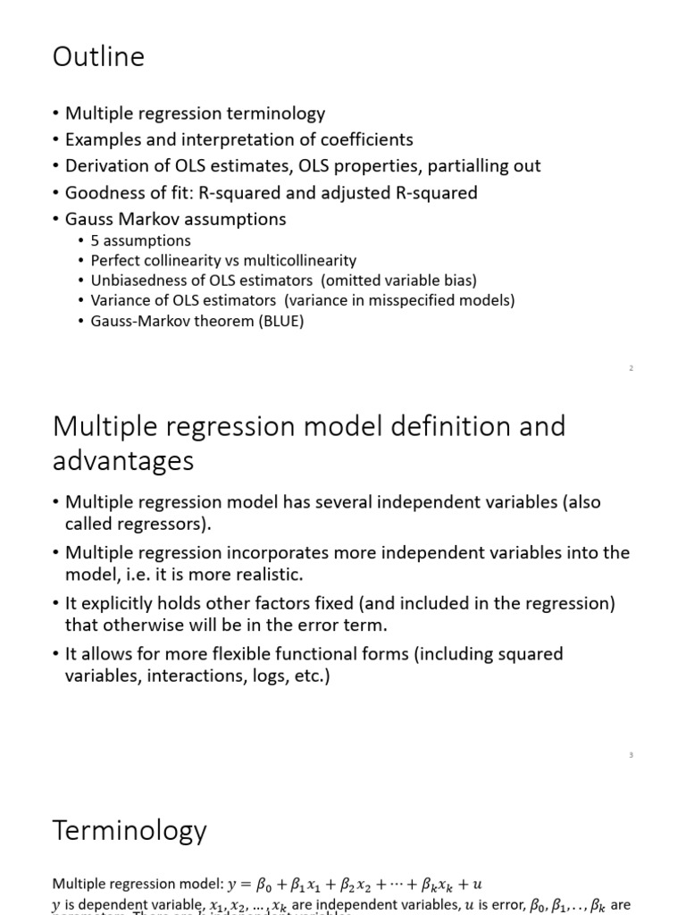 Lesson 6 - Multiple Regression | PDF | Coefficient Of Determination | Ordinary Least Squares
