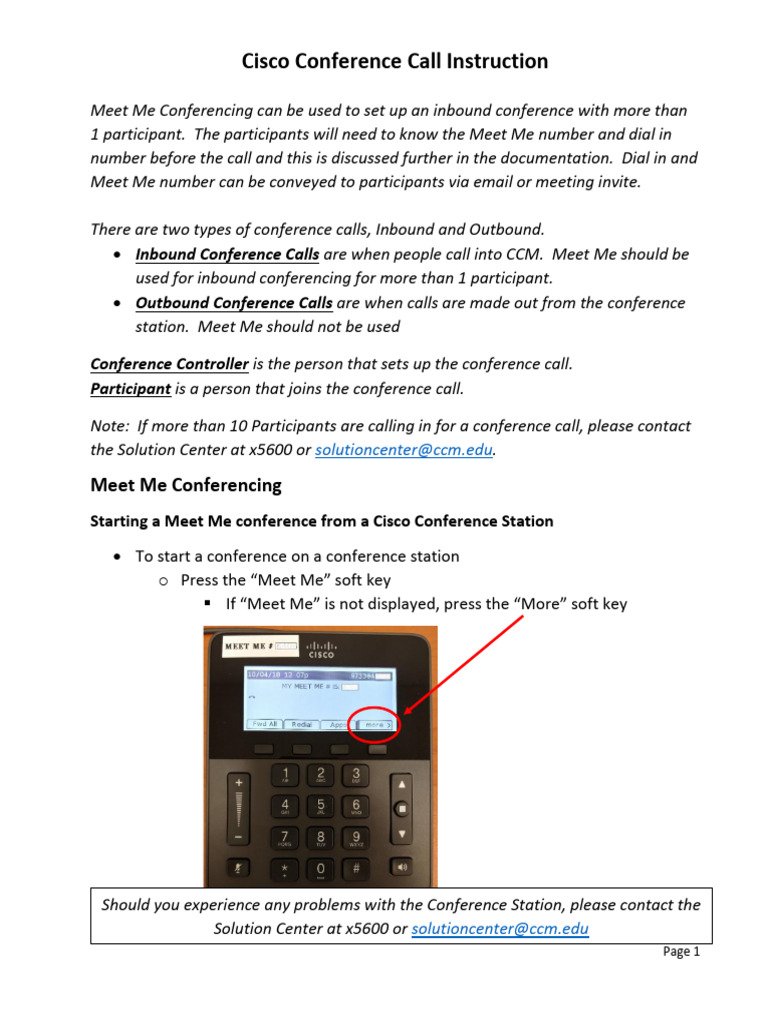 Meet Me Conference Instructions | PDF | Conference Call | Telephony