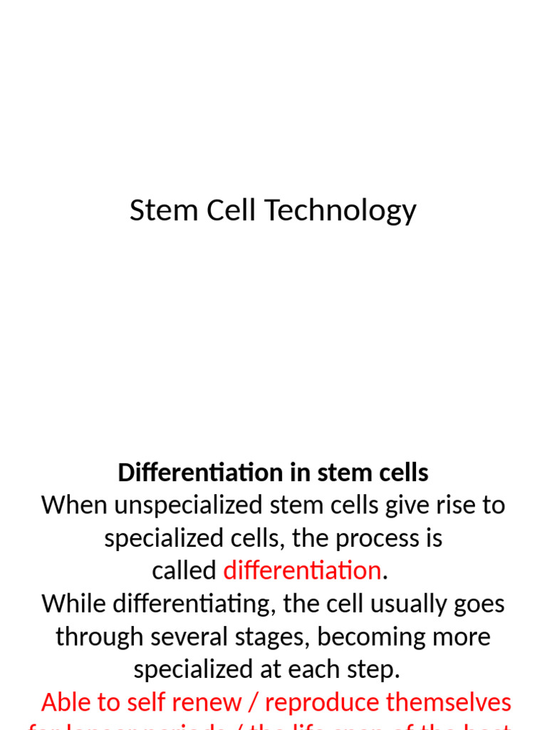3.5 Stem Cell Technology | PDF | Cell Potency | Stem Cell