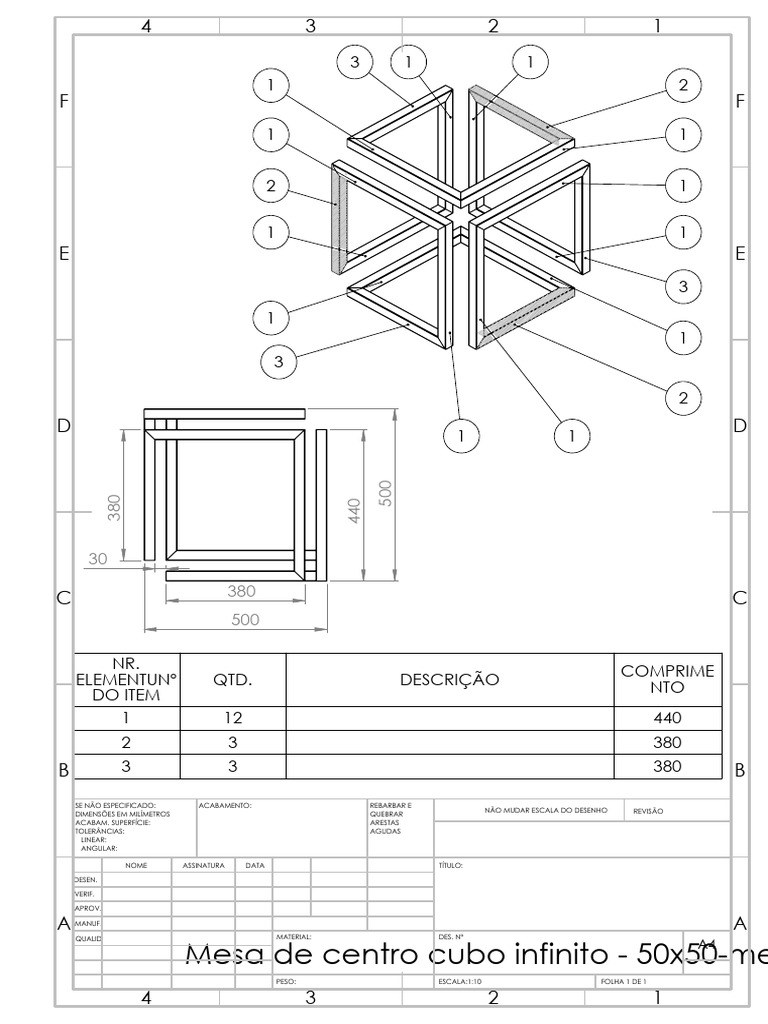 Mesa de Centro Cubo Infinito - 50x50-Metalon 30X30 | PDF