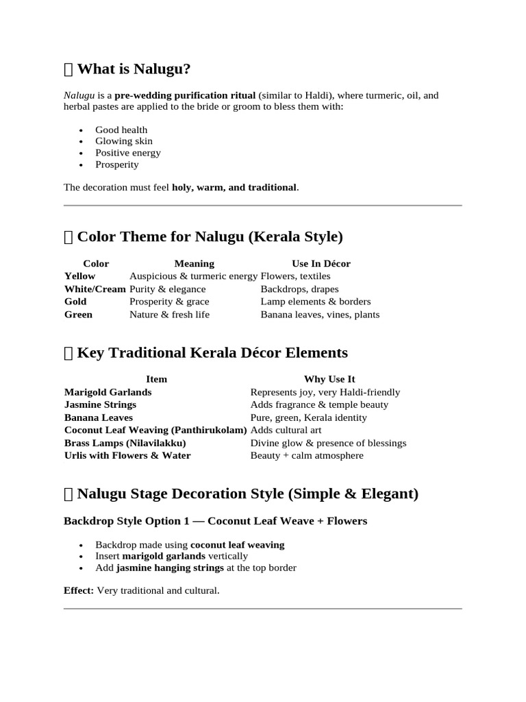 Nalugu Kerala Traditional Decoration Recommends Explain | PDF | Turmeric