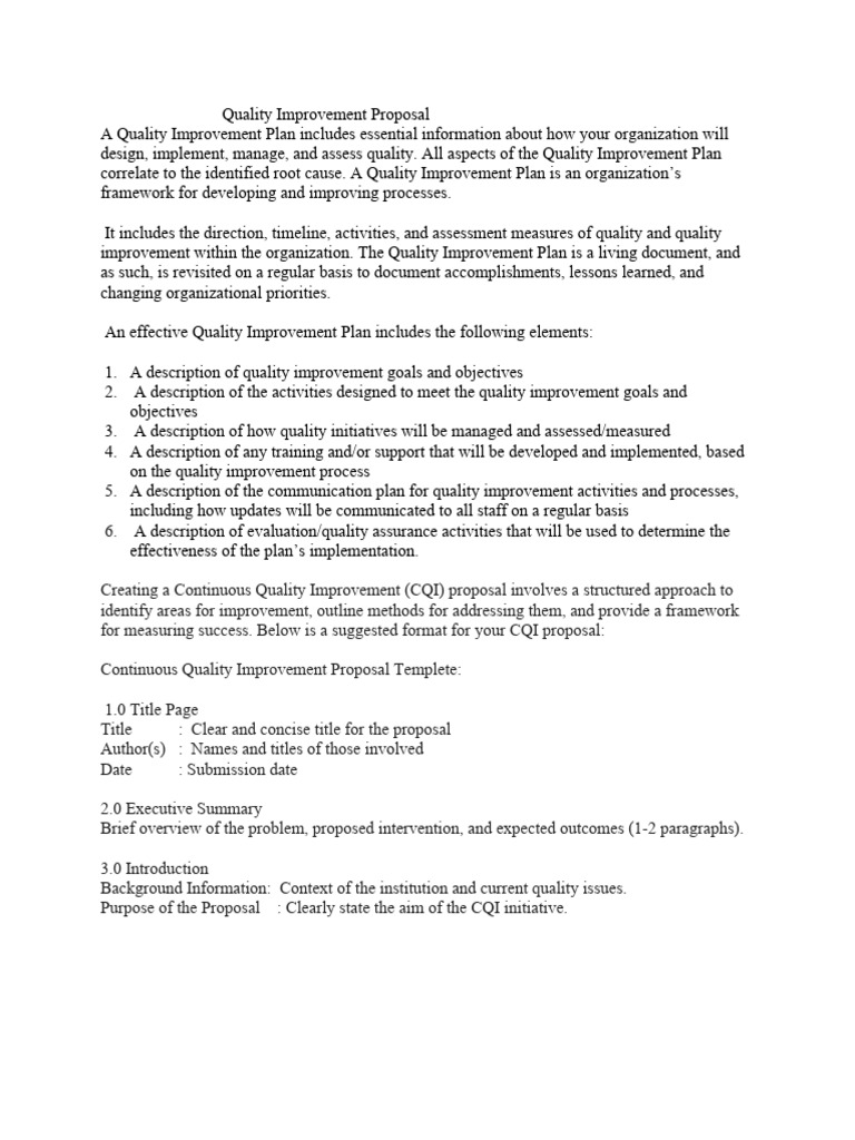 Quality Improvement Plan Guide | PDF | Evaluation | Risk
