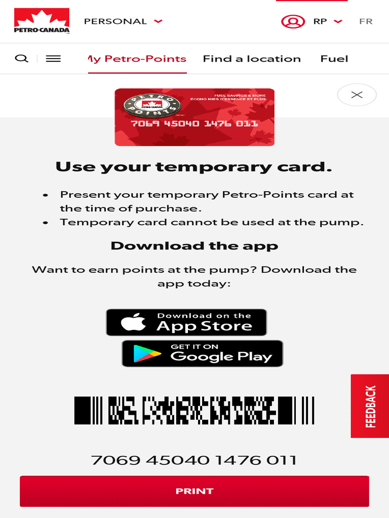 Use Your Temporary Card. Petro-Canada 2 | PDF
