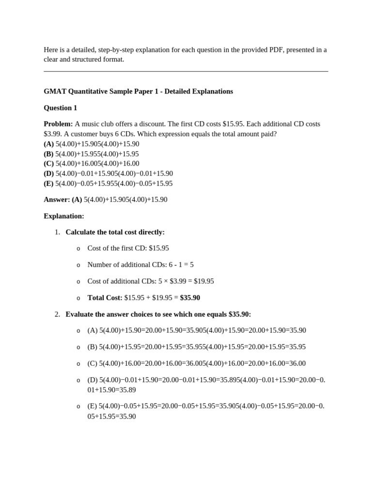 GMAT Quantitative Sample Paper 1 | PDF | Mean | Number Theory