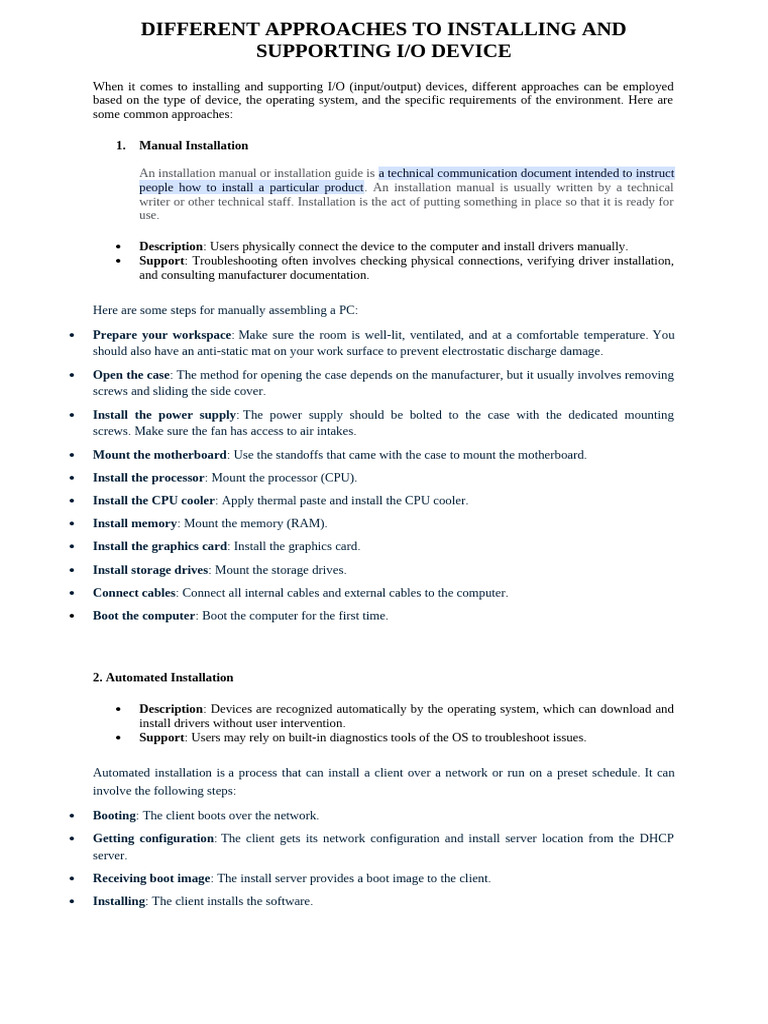 Different Approaches To Installing and Supporting I, o | PDF | Computer Network | Booting