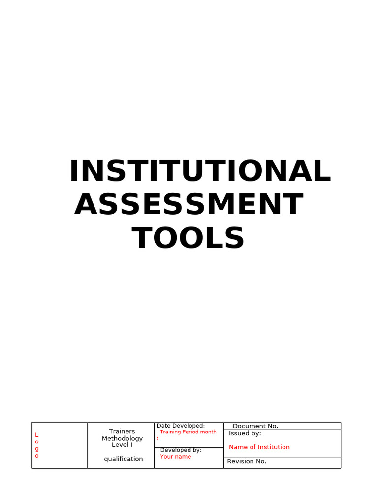 5 - Institutional Assessment Tools (Template) | PDF | Multiple Choice | Learning