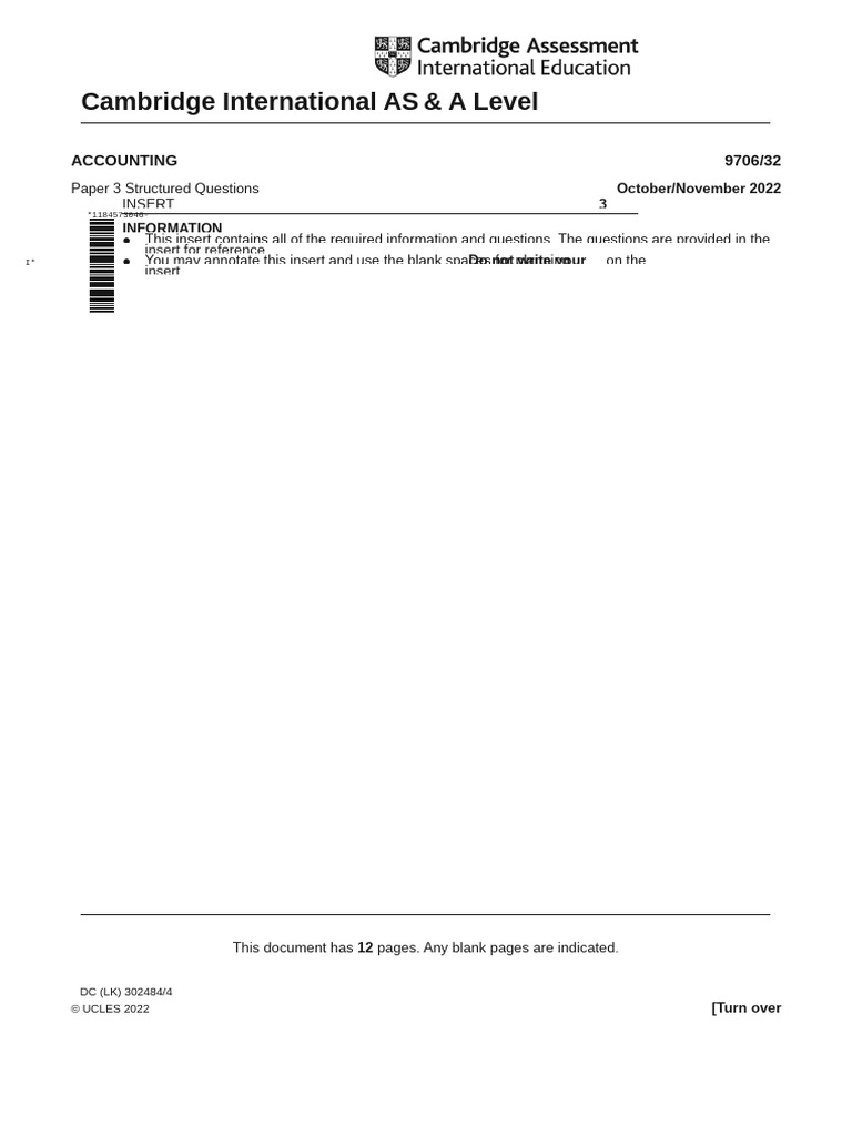 Cambridge International AS & A Level: Accounting 9706/32 | PDF | Prices ...