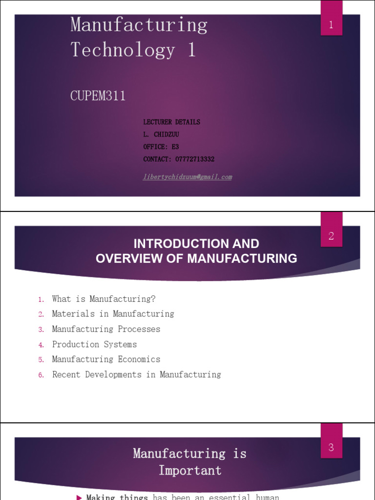 Overview of Manufacturing Technology | PDF | Solid | Outsourcing