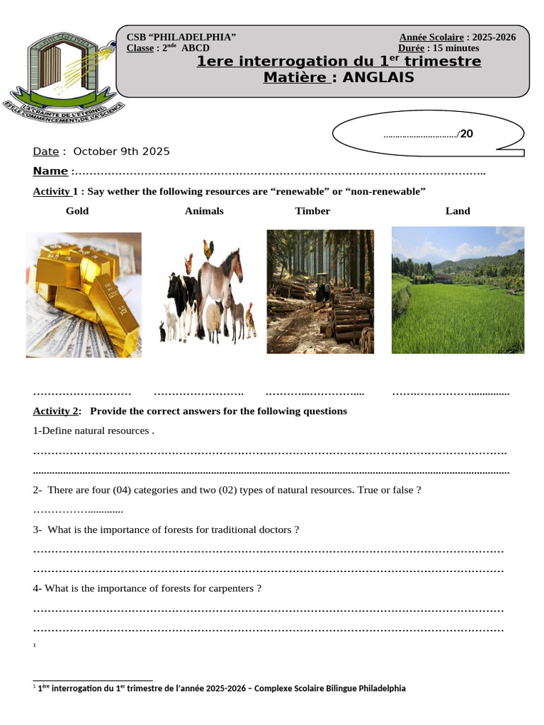 Test 2nde ABCD | PDF