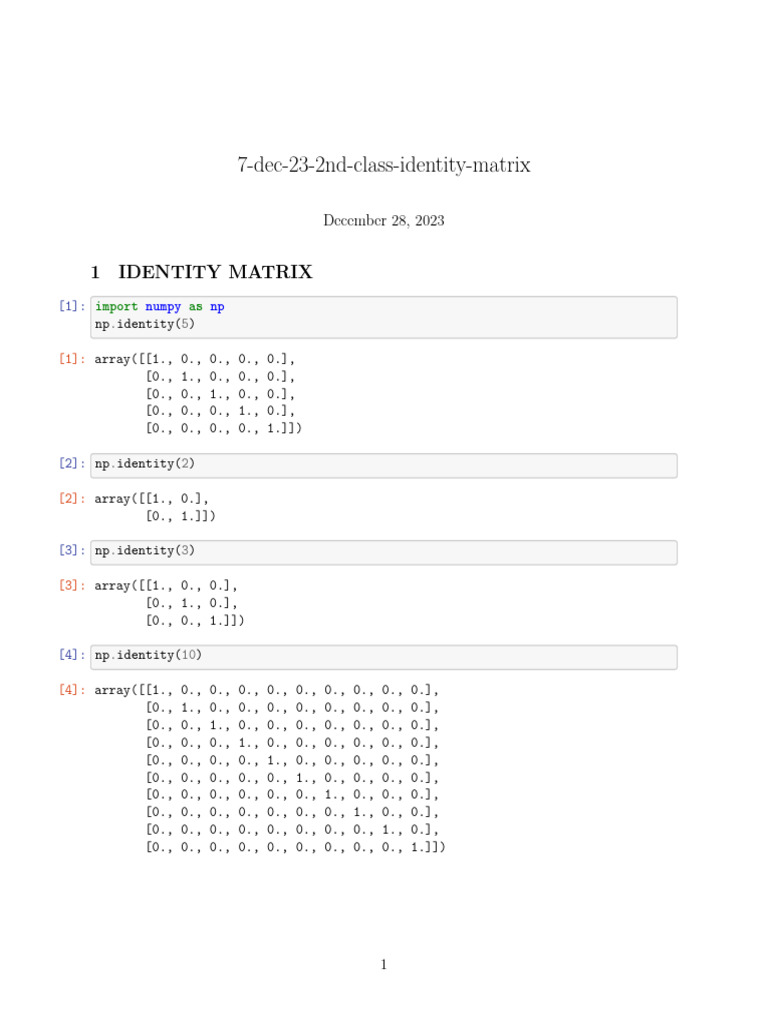 7 Dec 23 2nd Class Identity Matrix | PDF