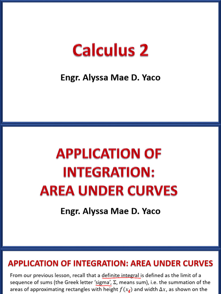 MAT076 12 - Application of Integration - Area Under Curves | PDF ...