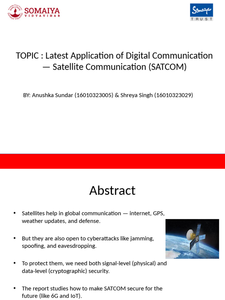 DCOM IA 2 GROUP 14 Latest Application of Digital Communication SATCOM ...