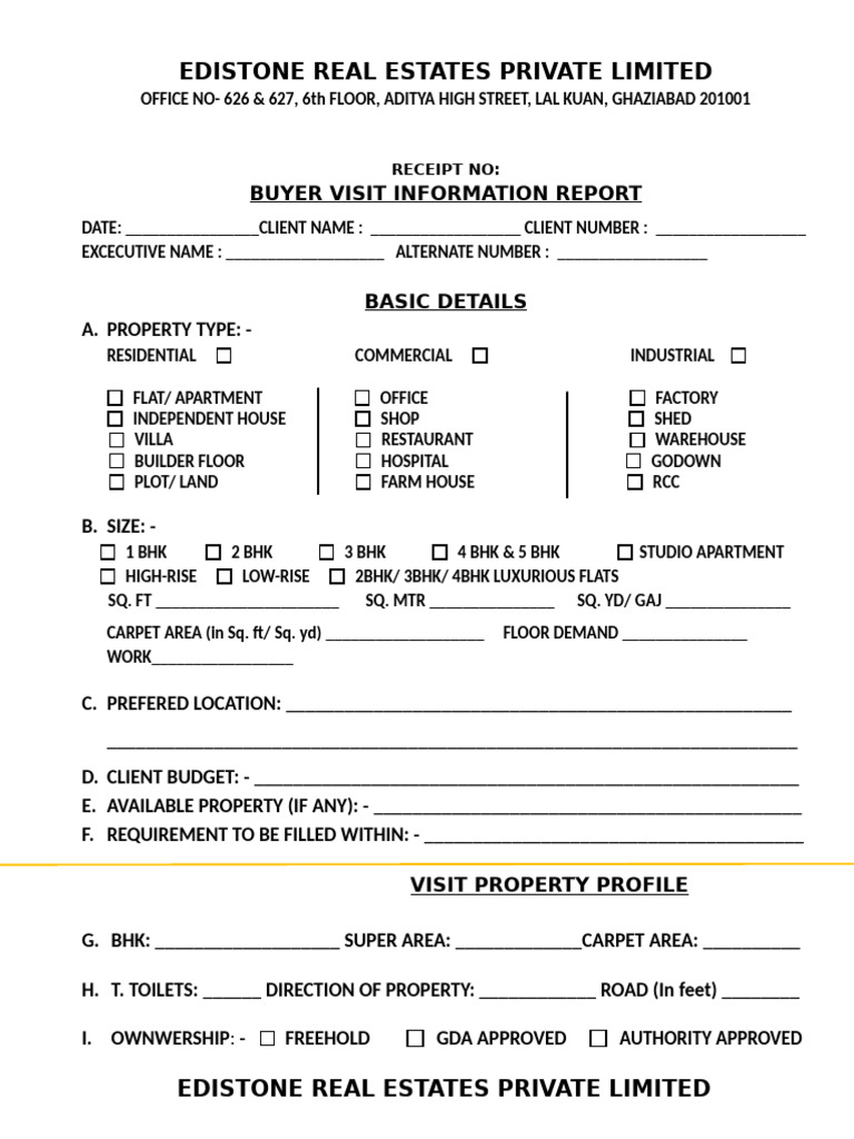 Buyer's Visit Information Form | PDF | Buildings And Structures
