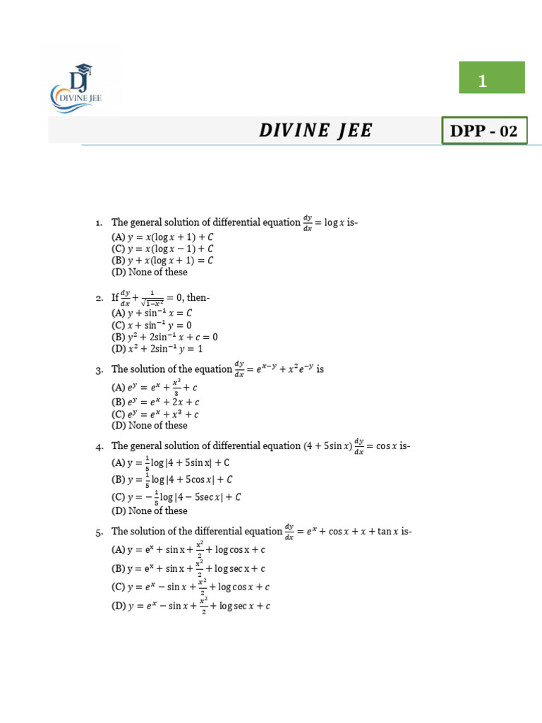 L-02 Differential Equations (Variable Separable) | PDF | Tangent | Differential Geometry