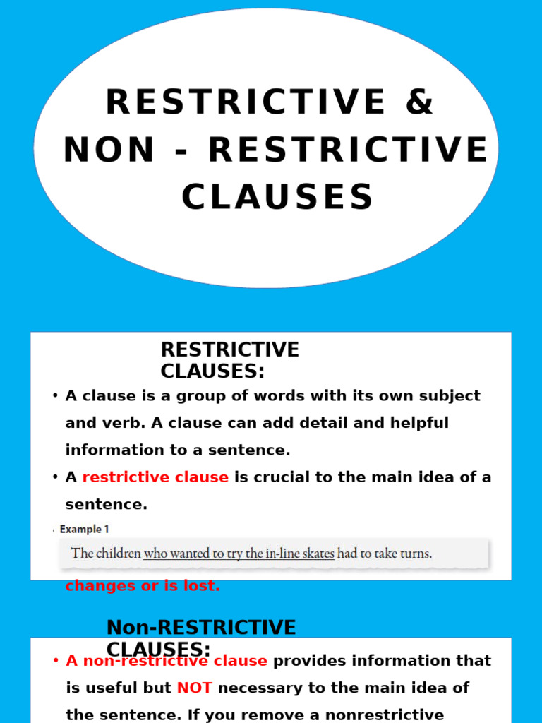 Ristrictive - Non-Restrictive Clauses | PDF | Comma | Quotation Mark