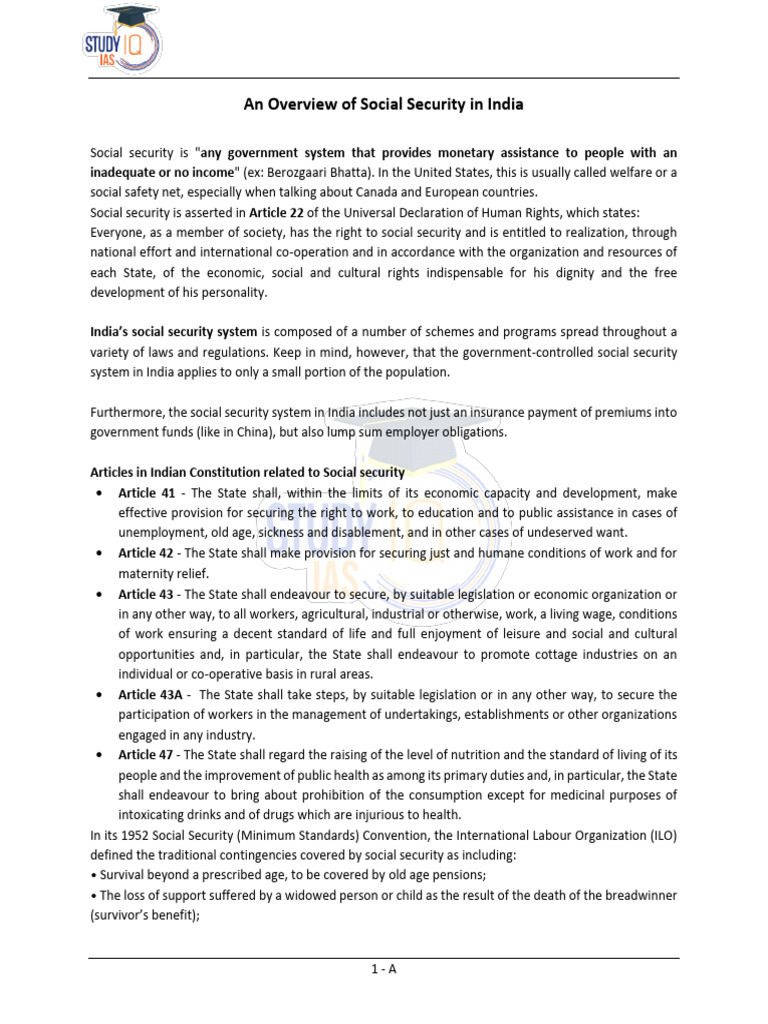 Overview of Social Security in India | PDF | Social Policy