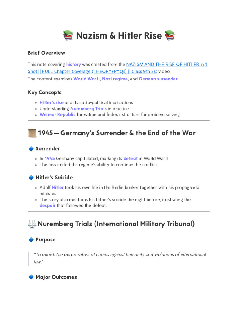 Nazism and The Rise of Hitler | PDF | Nazi Germany | Weimar Republic