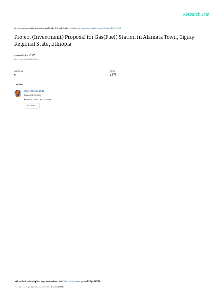 Sample Investment Proposal For Fuel Station in Ale Mata Town | PDF ...