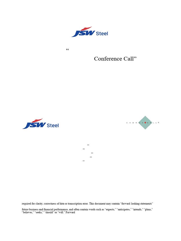 JSW Steel Q1 FY26 Earnings Call Summary | PDF | Taxes | Coal