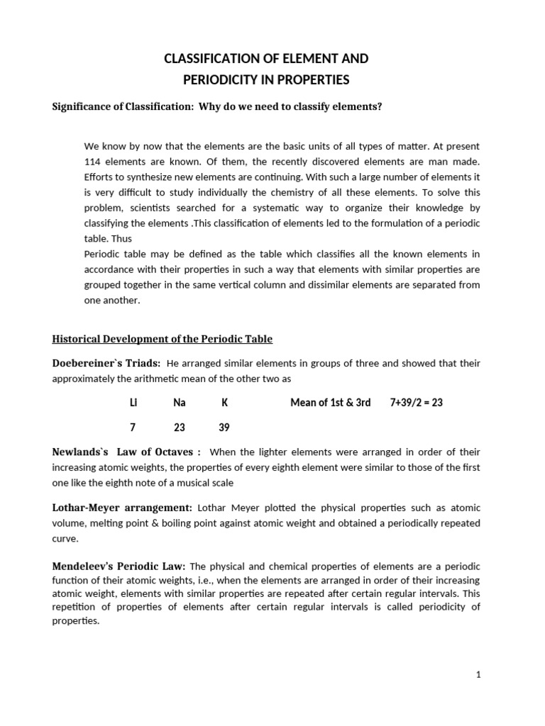 Classification and Periodicity of Elements | PDF | Periodic Table | Ion