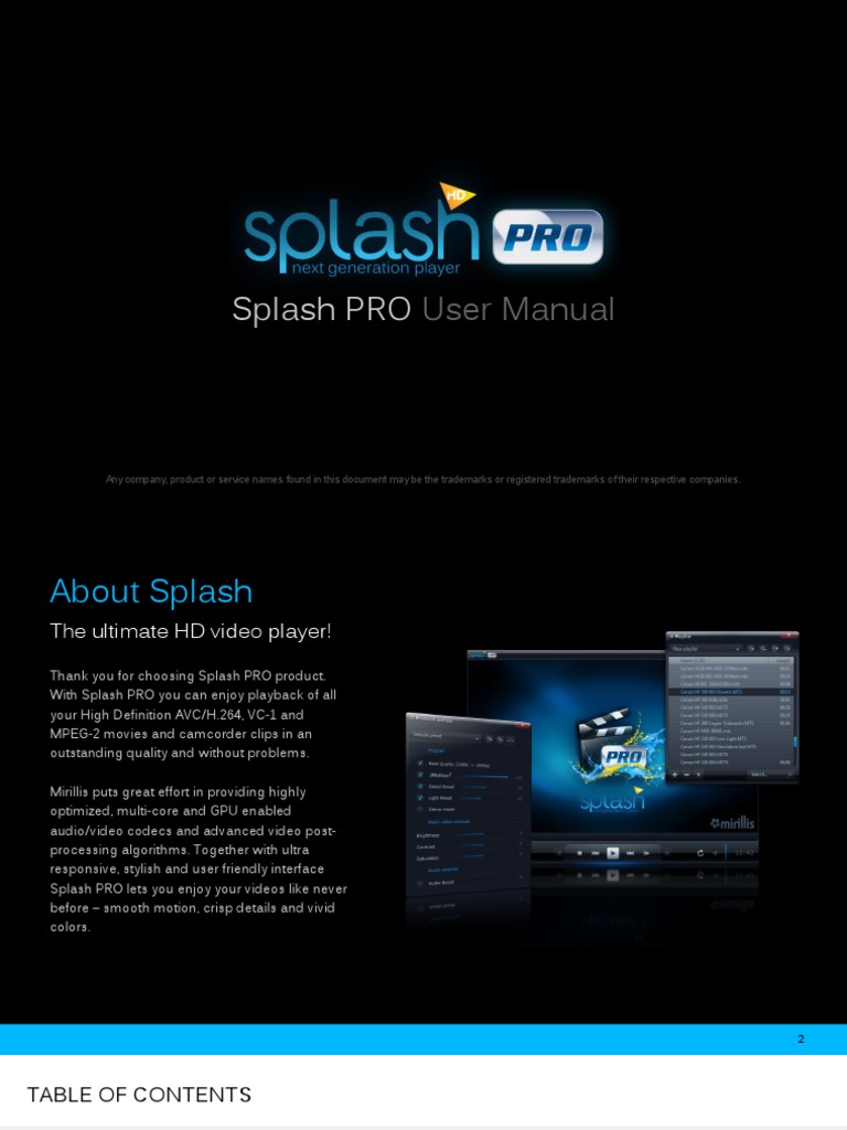 Splash PRO: User Manual | PDF | Hdmi | Icon (Computing)