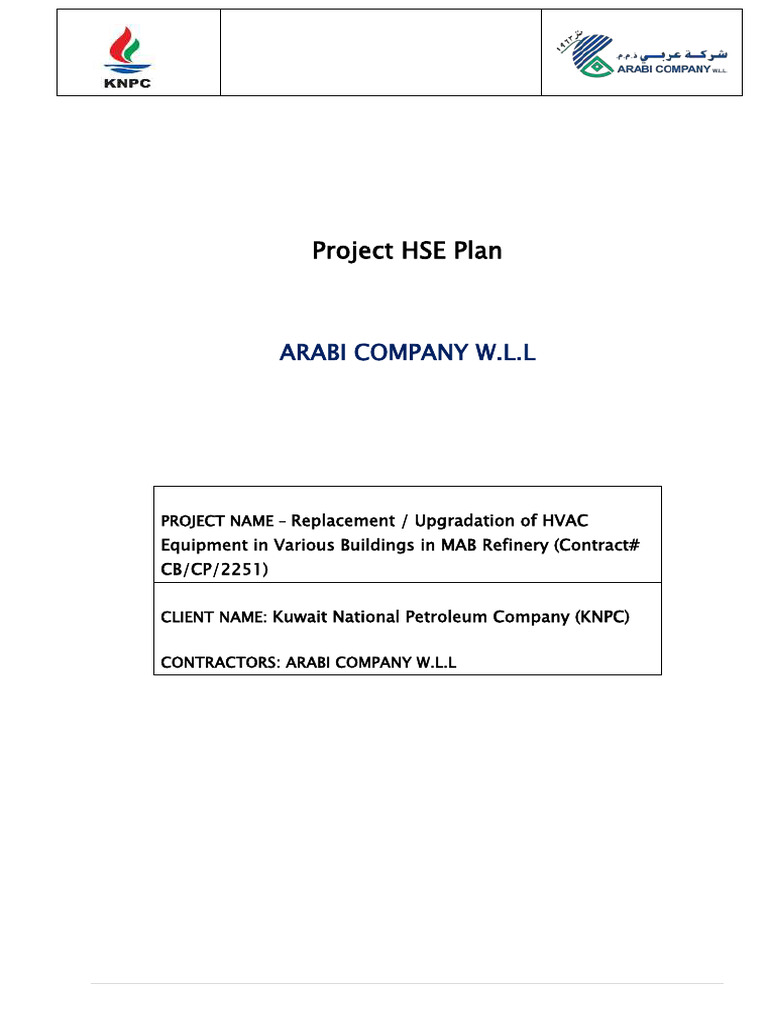 HSE Plan for HVAC Upgrade at MAB Refinery | PDF | Occupational Safety ...