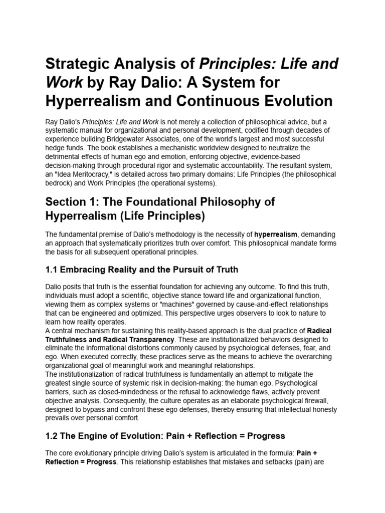 Summary of Ray Dalio's Principles | PDF | Goal | Decision Making