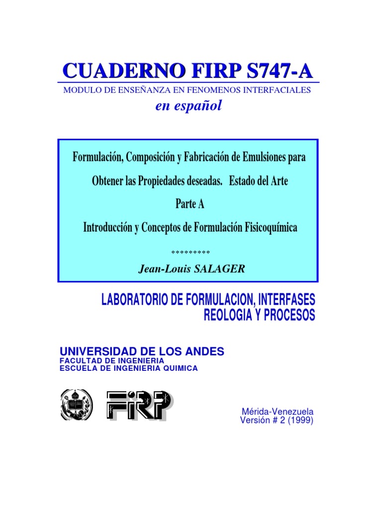 Cuaderno Firp #747 Emulciones | PDF | Emulsión | Tensioactivo