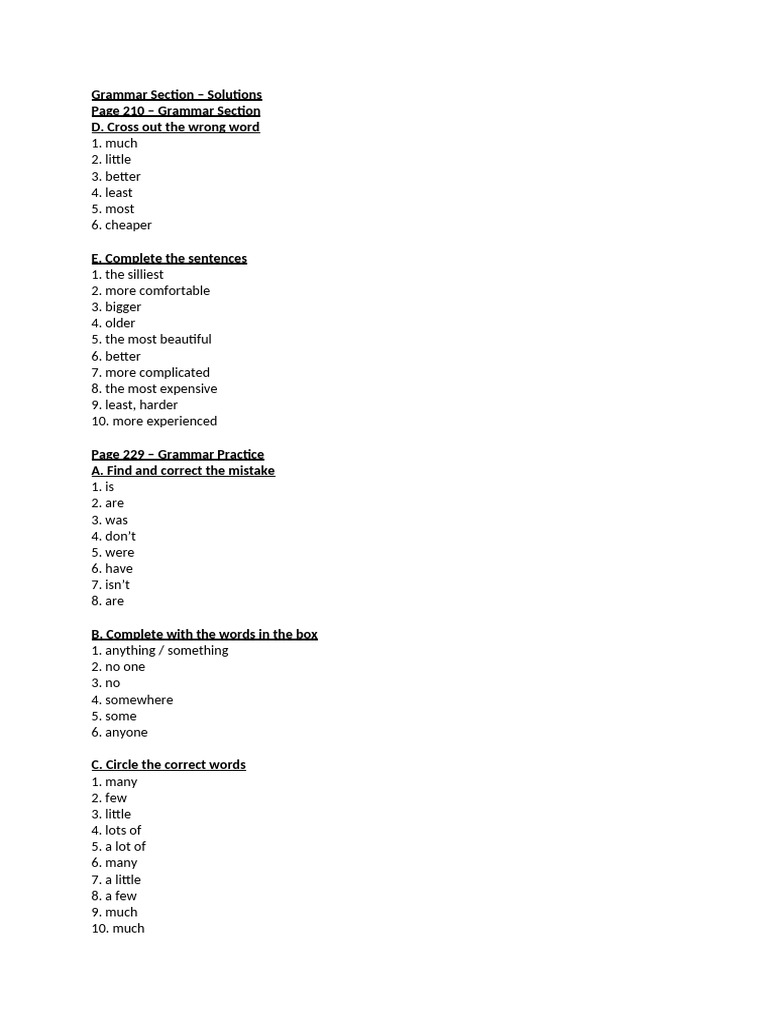 Grammar Section | PDF