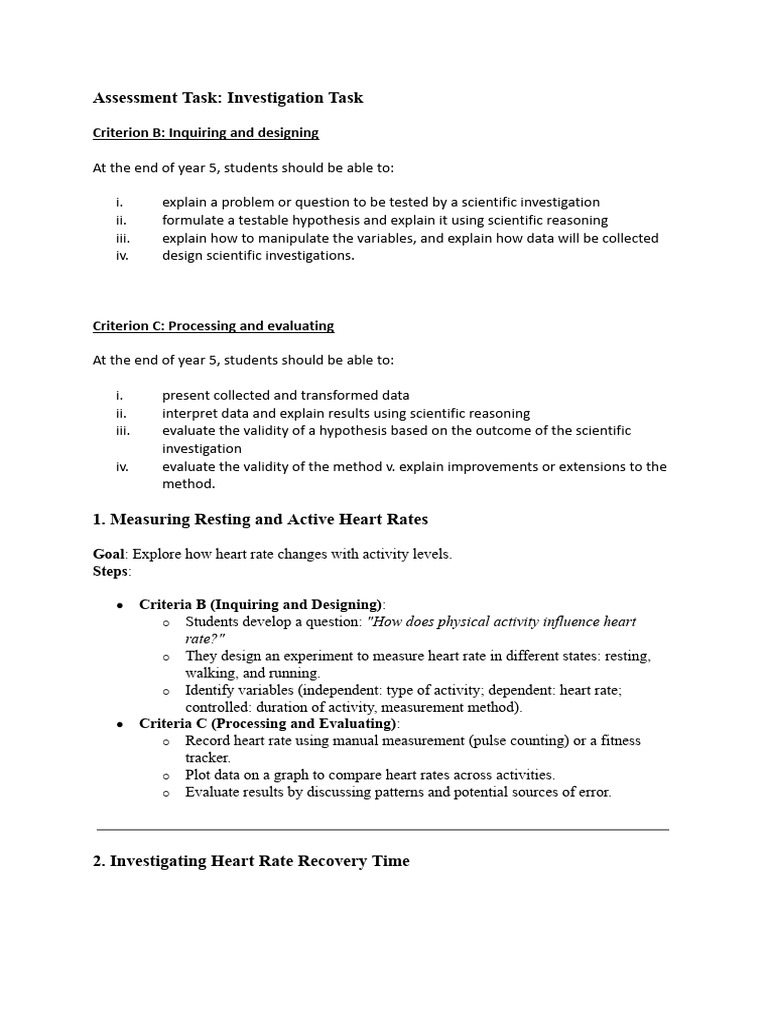Heart Rate Investigation | PDF | Heart Rate | Experiment