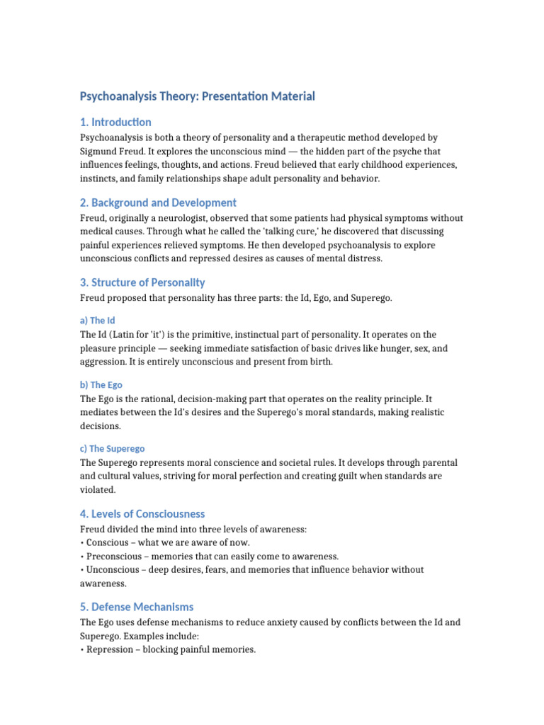 Psychoanalysis Theory Presentation v2-1 | PDF | Psychoanalysis ...