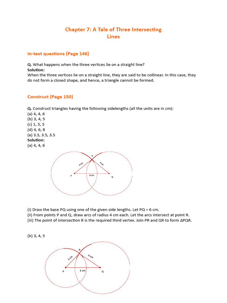 Class 7 Solutions: Intersecting Lines | PDF | Triangle | Angle