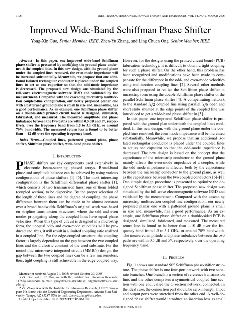 Improved Wide-Band Schiffman Phase Shifter | PDF | Electromagnetic ...