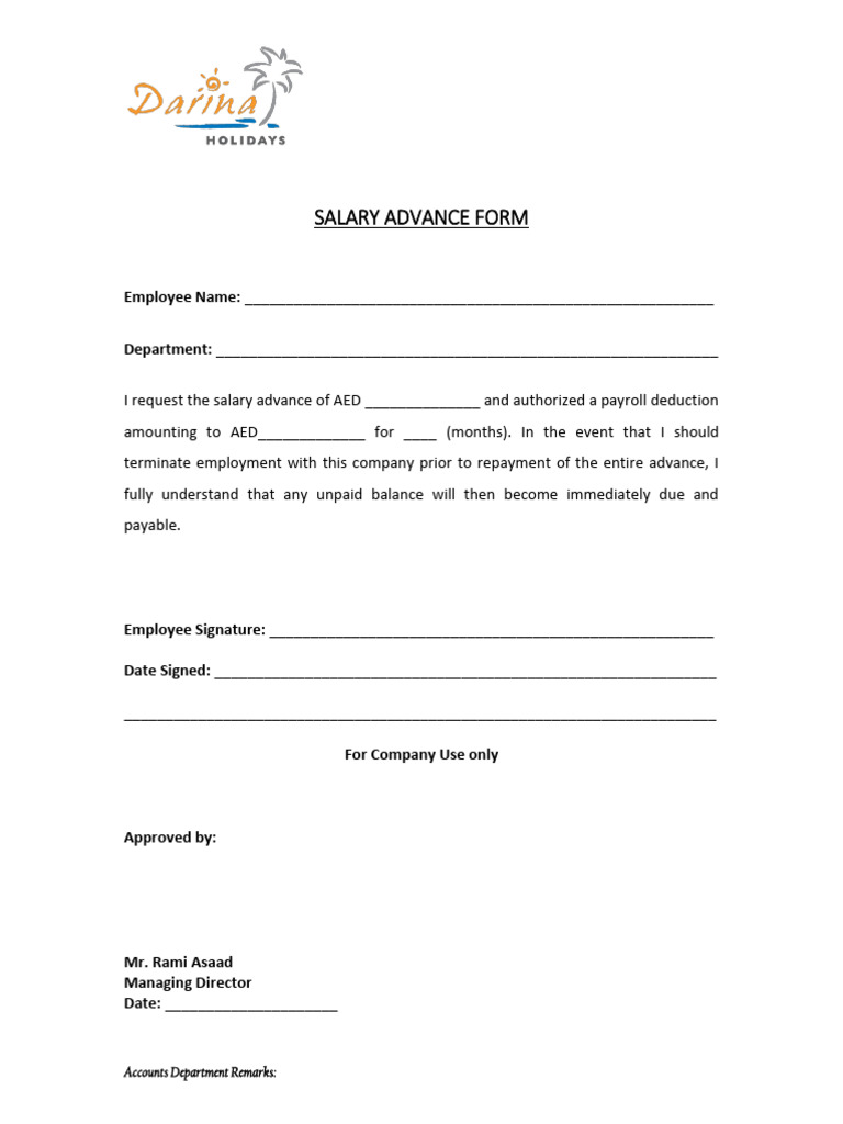 Salary Advance Form | PDF