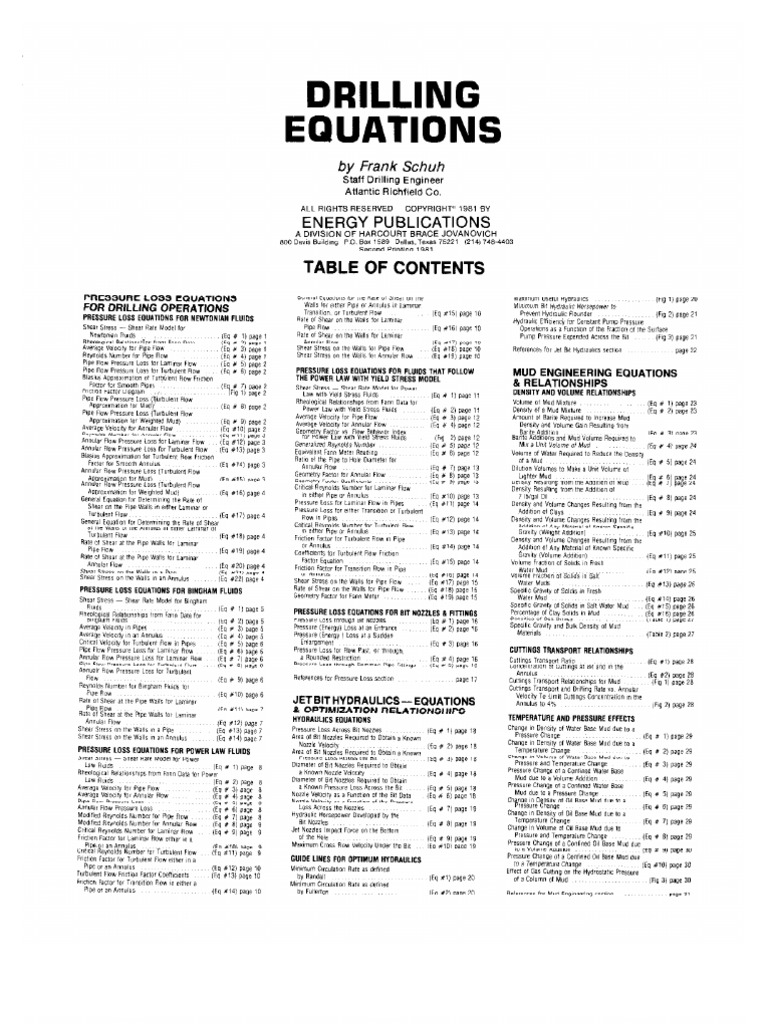 Drilling Engineering Equations