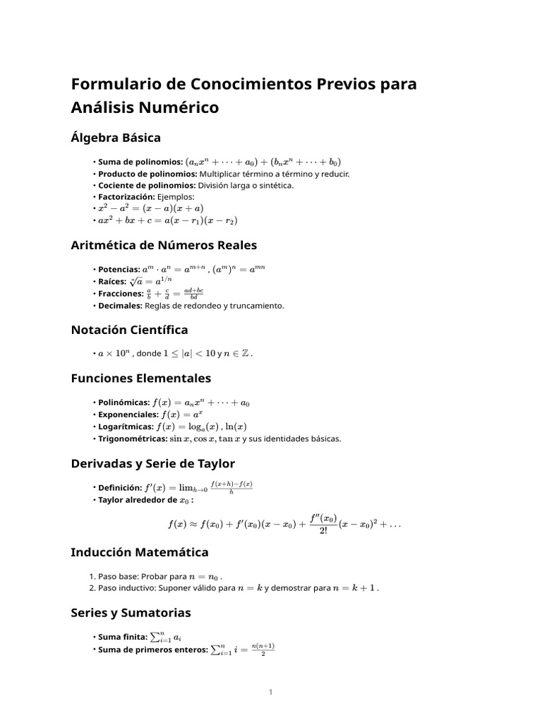 Formulario Analisis Numerico | PDF